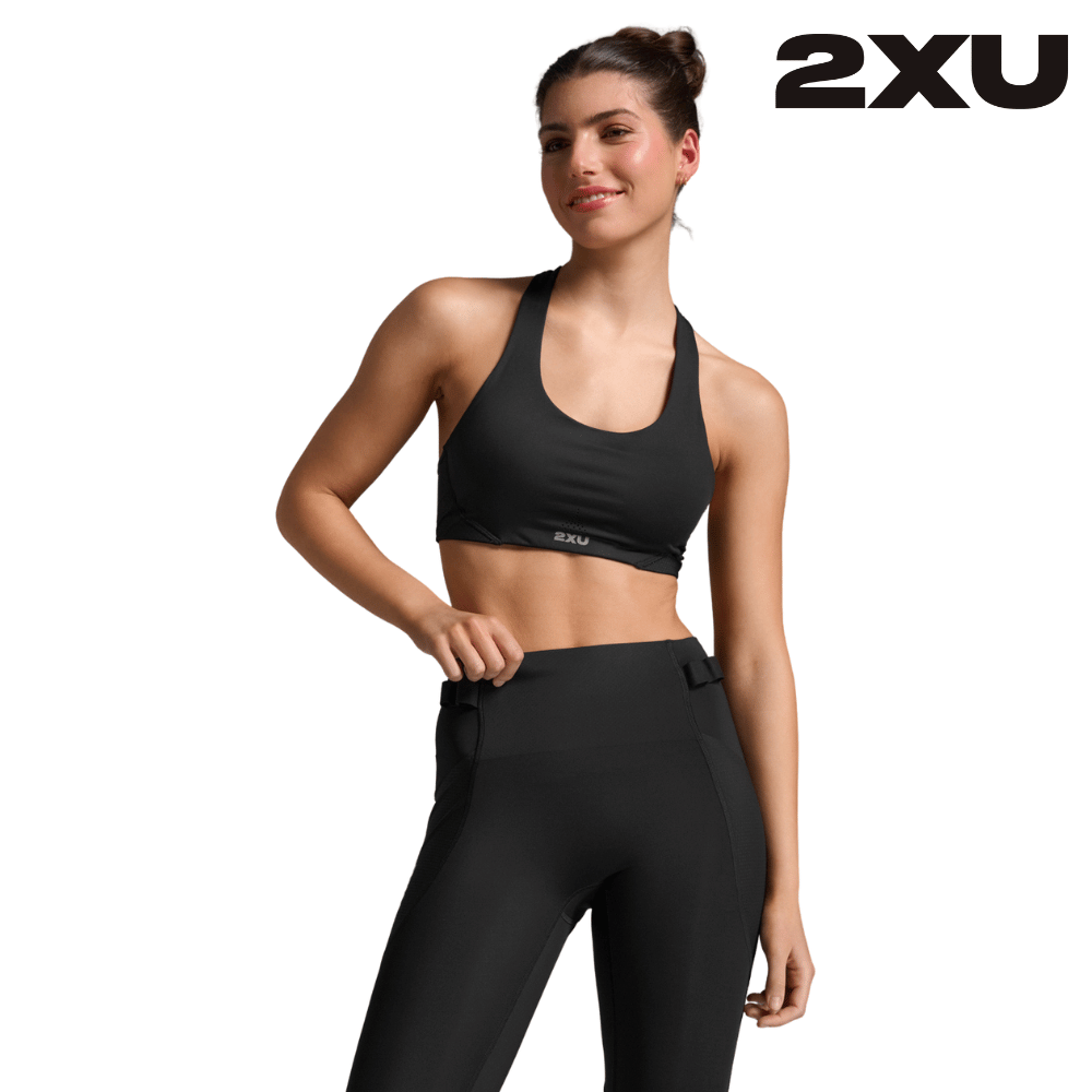 2XU Women Aero Mesh Medium Impact Bra - Black / Silver Reflective ...