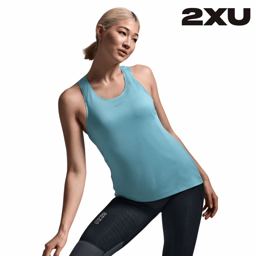 2XU Women Light Speed Tech Singlet - Retro Blue / Retro Blue Reflectiv ...